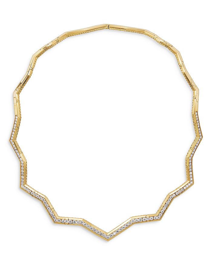 David Yurman Stax Zig Zag Necklace in 18K Yellow Gold with Diamonds ...
