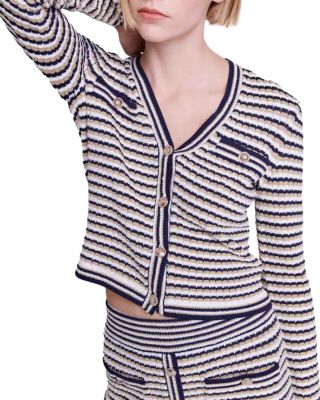 Maje Striped Knit Cardigan Sweater | Bloomingdale's