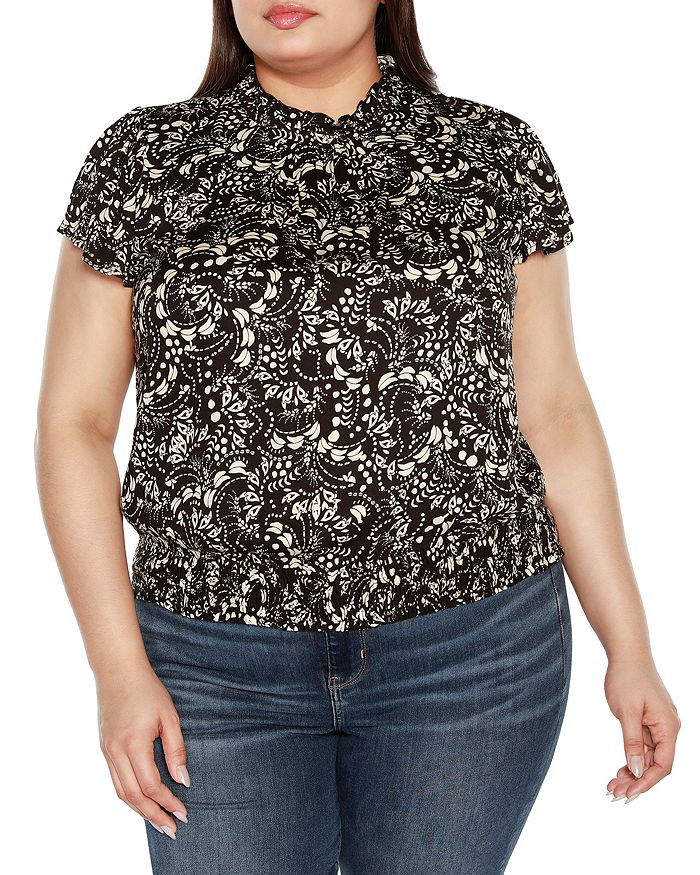 Belldini Plus Belldini Embellished Flutter Sleeve Top | Bloomingdale's