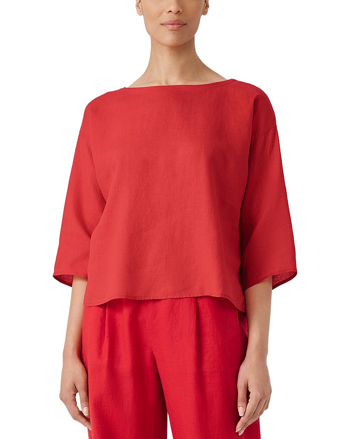 Eileen Fisher Boat Neck Linen Boxy Top | Bloomingdale's