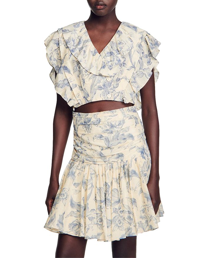 Sandro Josey Ruffled Cropped Top | Bloomingdale's