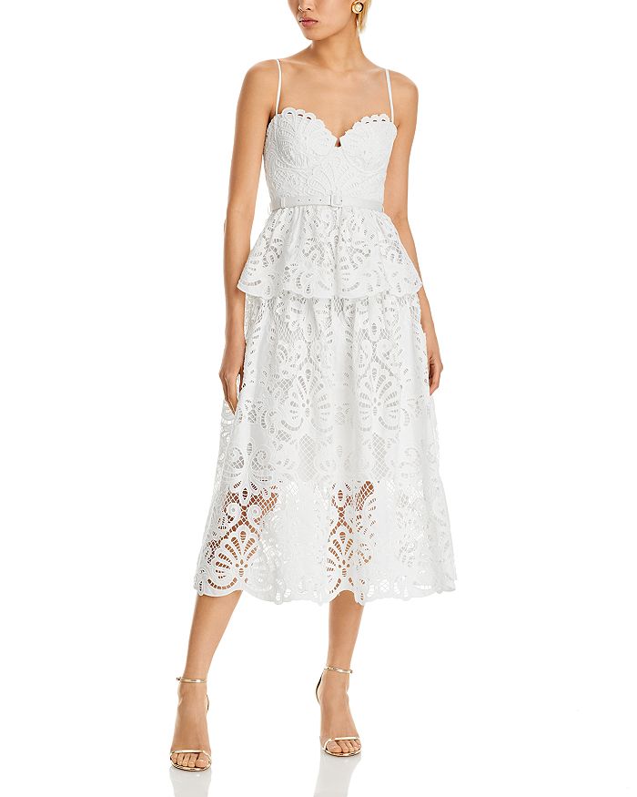 Self-Portrait Lace Bustier Midi Dress | Bloomingdale's