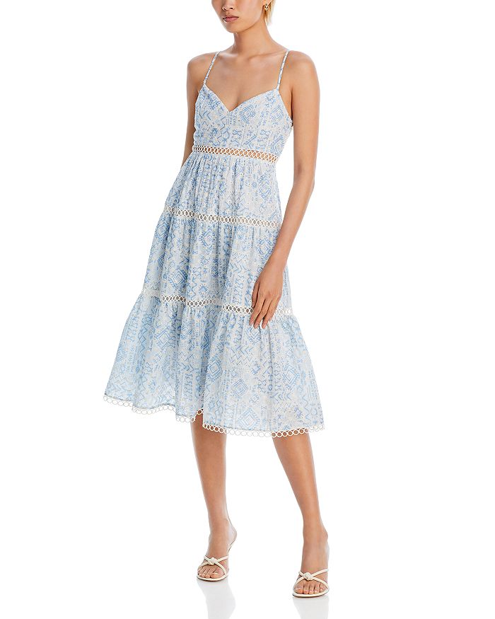 AQUA Printed Eyelet Midi Dress - 100% Exclusive | Bloomingdale's