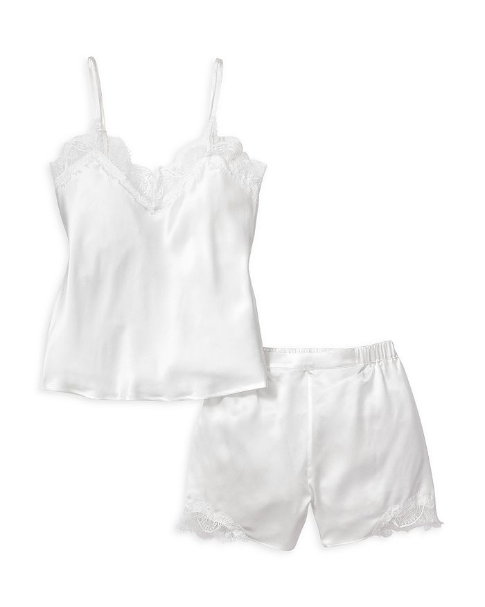 Petite Plume Mulberry Silk White Lace Cami Shorts Set | Bloomingdale's