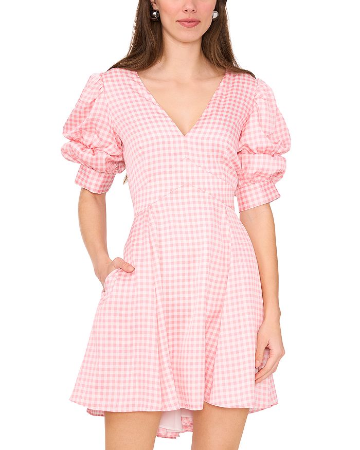 1.STATE Puff Sleeve V Neck Mini Dress | Bloomingdale's