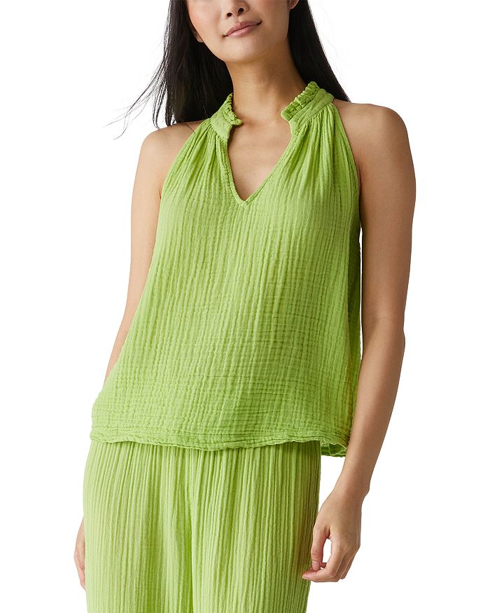 Michael Stars Viola Split Neck Cotton Tank Top | Bloomingdale's
