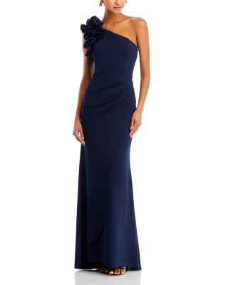 Click here for Aqua One Shoulder Ruffle Crepe Gown - Exclusive prices
