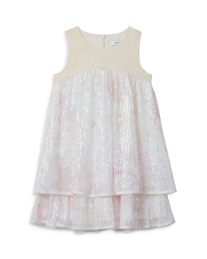 REISS Girls' Daisy Layered Sequined Linen Dress - Little Kid ...