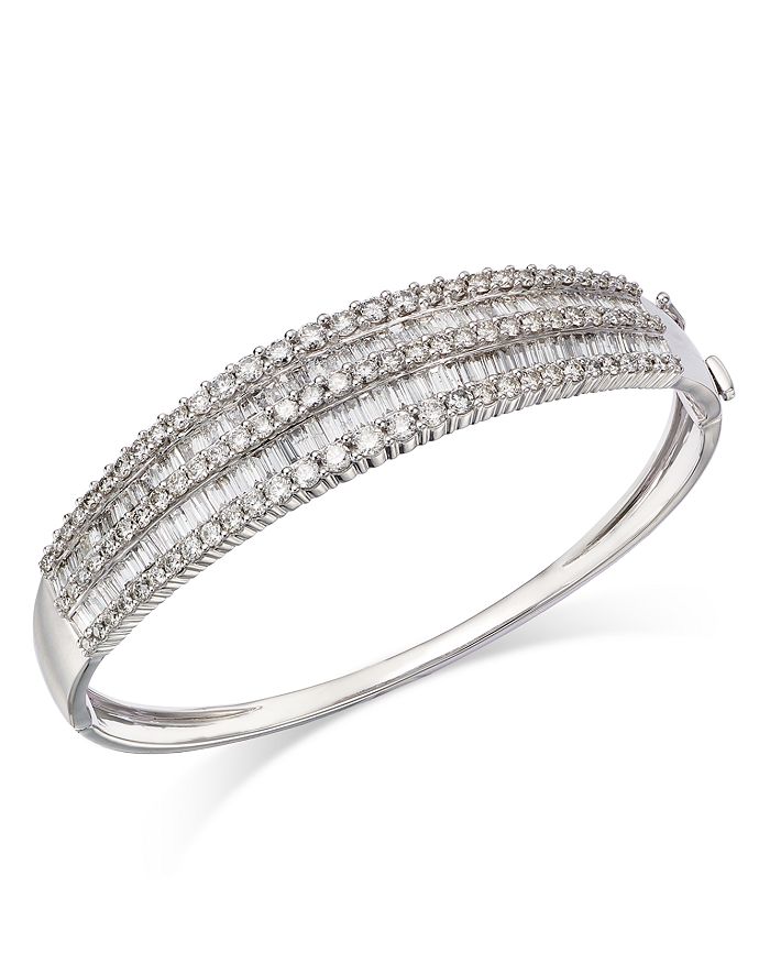 Bloomingdale's Diamond Three Row Bangle Bracelet in 14K White Gold, 1. ...