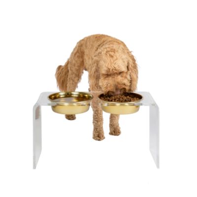 Click here for Tall Double Bowl Pet Feeder with Metal Bowls prices
