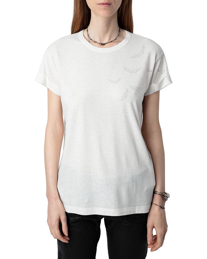 Zadig & Voltaire Anya PCL Rain Rhinestone Wing Tee | Bloomingdale's