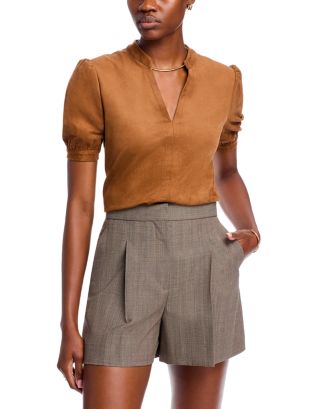 STEVE MADDEN Jane Faux Suede Puff Sleeve Top | Bloomingdale's