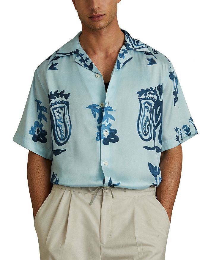 REISS Babylon Floral Oversized Fit Button Down Camp Shirt | Bloomingdale's