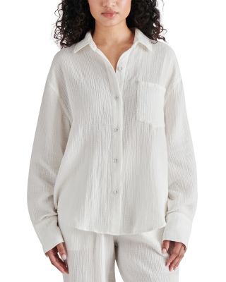 STEVE MADDEN Juna Button Front Cotton Shirt | Bloomingdale's