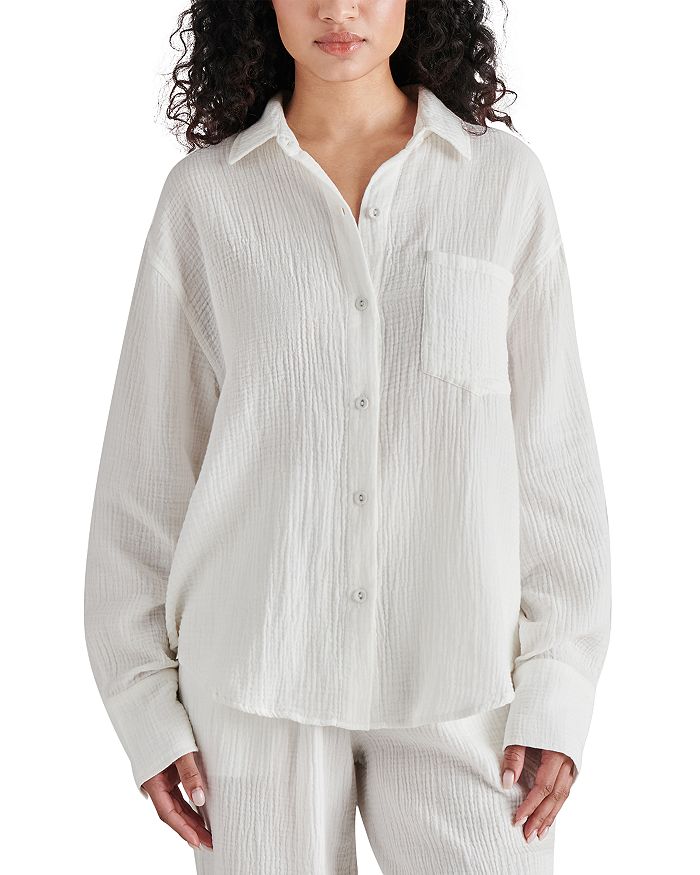 STEVE MADDEN Juna Button Front Cotton Shirt | Bloomingdale's