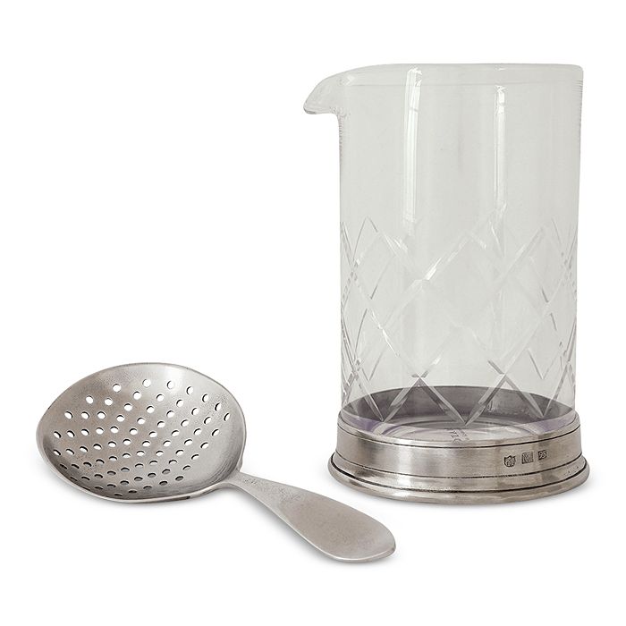 MATCH Crystal Mixing Glass and Cocktail Strainer Set | Bloomingdale's