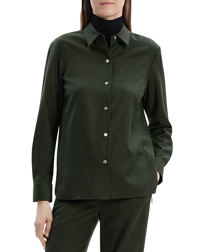 Theory Wool Straight Hem Shirt | Bloomingdale's