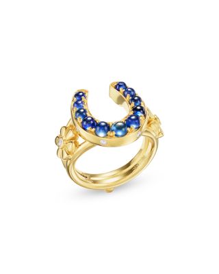 Temple St. Clair 18K Yellow Gold FJ Blue Sapphire & Diamond Horseshoe ...