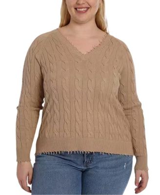 Click here for Minnie Rose Plus Size Cotton Frayed Cable Cardigan prices