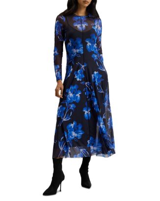 Ted Baker Rozeen Mesh Long Sleeve Printed Dress | Bloomingdale's