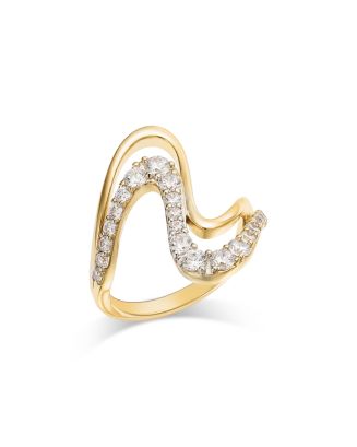 Bloomingdale's Fine Collection Diamond Double Wave Ring in 14K Yellow Gold, 1.0 tcw | Bloomingdale's