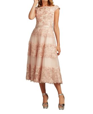 Click here for Tadashi Shoji Adriane Floral Embroidered Tea-Lengt... prices