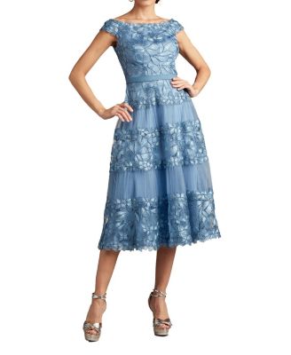 Click here for Tadashi Shoji Adriane Floral Embroidered Tea-Lengt... prices