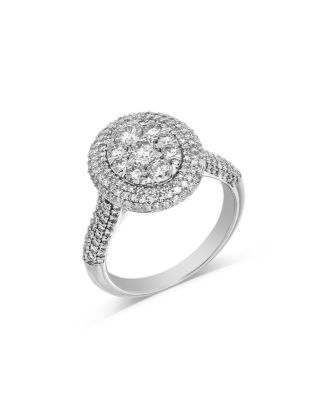 Bloomingdale's Fine Collection Diamond Pavé Cluster Ring in 14K White ...