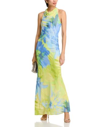 AQUA Printed Chiffon Maxi Dress | Bloomingdale's