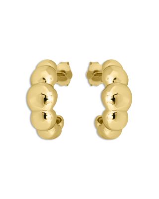 Click here for Aqua Croissant Shape Hoop Earrings in 18K Gold Pla... prices