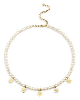 Sydney Evan 14K Yellow Gold Freshwater Pearl & Diamond Daisy Charm ...