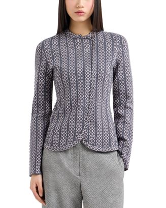 Emporio Armani Geo Pattern Jacquard Jersey Knit Collarless Jacket ...