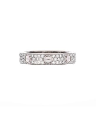 Pre-Owned Cartier Love Wedding Band Pave Diamonds Ring 18K White Gold ...