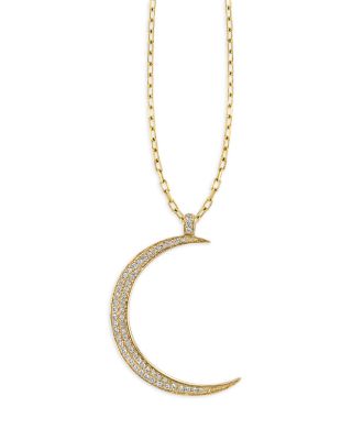 Click here for Sydney Evan 14K Yellow Diamond Crescent Moon Penda... prices