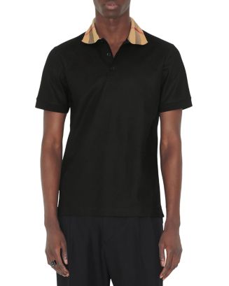 Burberry Cody Cotton Piqué Check Collar Slim Fit Polo Shirt ...