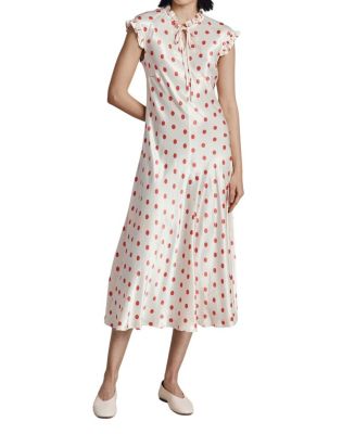 Ghost London Cicely Polka Dot Satin Midi Dress | Bloomingdale's