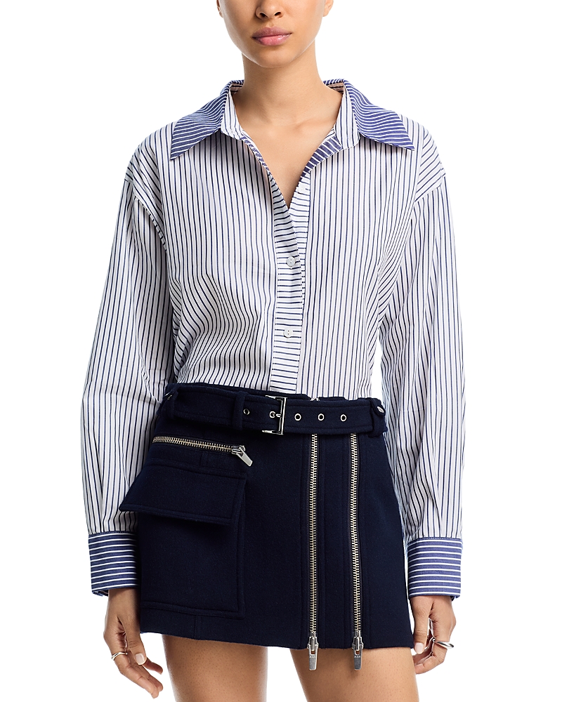 Click here for Aqua Contrast Stripe Button Up Shirt - Exclusive prices