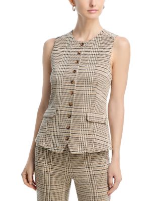 Click here for rag & bone Irina Ponte Plaid Long Vest prices