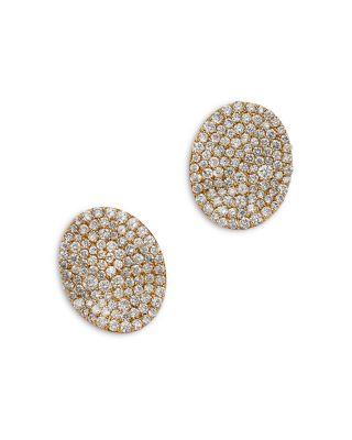 Bloomingdales Fine Collection Pave Diamond Disc Stud Earrings in 14K Yellow Gold  1.0 tcw