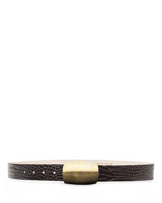 Click here for LAgence Milou Domed Croc Embossed Leather Belt prices