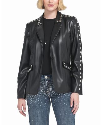 Click here for Elle Studded Faux Leather Blazer prices