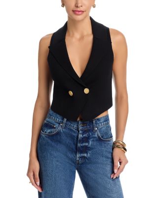 Click here for LAgence Zadie Knit Peak Lapel Vest prices