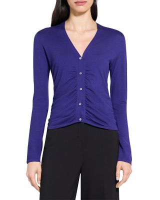Theory Shirred Cardigan Sweater