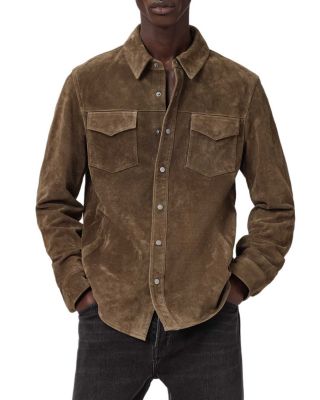 Click here for Allsaints Sully Suede Regular Fit Button Down Shir... prices