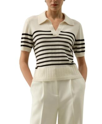 Click here for Lilysilk Striped Cashmere Polo Sweater prices