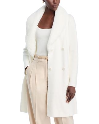 Click here for T Tahari Faux Fur Collar Milano Stitch Jacket prices