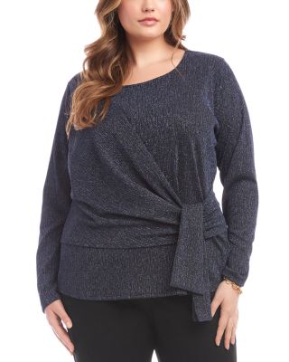 Click here for Karen Kane Plus Size Long Sleeve Metallic Knit Sid... prices