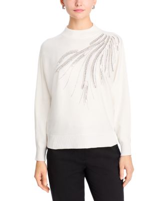 Click here for T Tahari Embellished Mock Neck Sweater prices