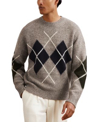 Click here for Reiss Cooke Relaxed Fit Crewneck Argyle Sweater prices