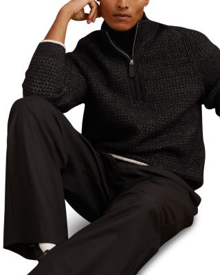 Click here for Reiss Stockdale Long Sleeved Half Zip Brushed Ribb... prices